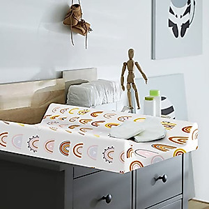 Changing Pad Cover, Boho Rainbow Change Table Pad Covers, Soft and Light Bassinet Pad, Stretchy Changing Table Sheets for Boys and Girls Baby Cradle Mattress