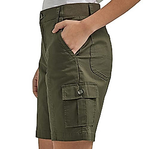 Lee Women's Flex-to-go Mid-Rise Relaxed Fit Cargo Bermuda Short, Frontier Olive