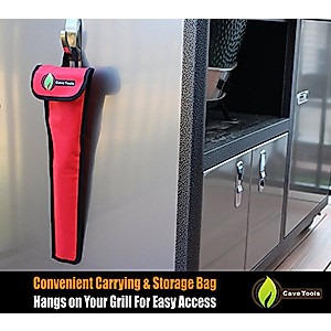 Cave Tools Skewers Set - 10 Stainless Steel Wide BBQ Kebob Sticks for BBQ Grill - Flat Metal with Food Remover Disc - BBQ Accessories, 17.3 Inch