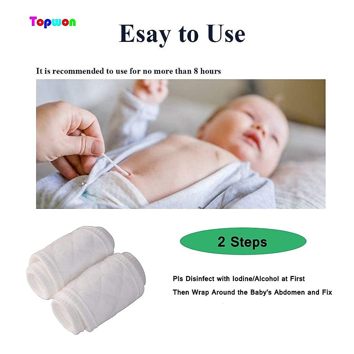 Topwon 10 Pcs Baby Belly Band Newborn Belly Binder Infant Umbilical Cord Band Belly Button Warp Registry Must Haves Gift Cotton