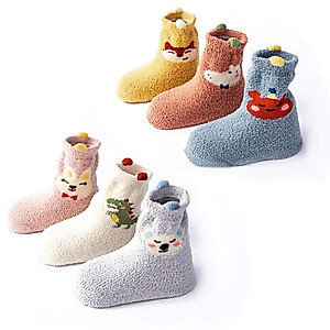CozyWay Baby Fluffy Socks Newborn Infant Toddler Thick Warm Soft Sleeper Socks Winter Fuzzy For Girls Boys