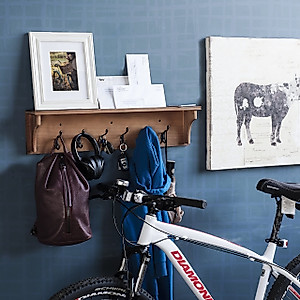 brightmaison Mante Entryway Organizer with Key Holder and Coat Rack, 6 Hooks For Hanging Face Masks, 30" Wood Walnut