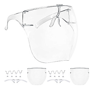 Salon World Safety (Pack of 3 Protective Face Shield Full Cover Visor Glasses with Frames - Ultra Clear Reusable Plastic Goggles, Anti-Fog - Eye Nose Mouth Personal Protection, Sanitary Droplet Guard