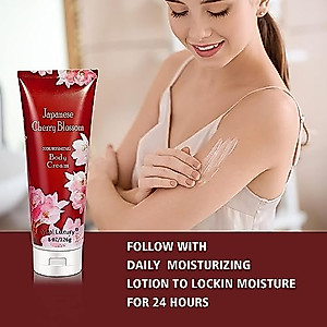 Vital Luxury Japanese Cherry Blossom Shower Gel and Body Cream Set - Nourishing and Moisturizing Daily Skincare - 8 fl.oz / 236mL Each, Birthday Mother's Valentine's Day Gifts for Her and Him