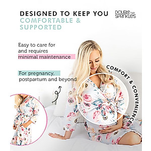 DOUBLE THE SPRINKLES Maternity Robe & Swaddle Set - Aspen & Green, Matching Mom & Baby Outfits, Hospital Gown, Blanket & Hat, Green Swaddle Blanket Large