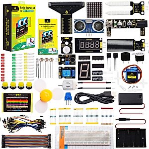 KEYESTUDIO Basic Starter Kit for Microbit V2.2 V1.5 (Not Included), with 35 Projects Tutorial, i2c LCD, 5V Relay, LED Matrix, Breadboard Components Great for STEM Programming Education