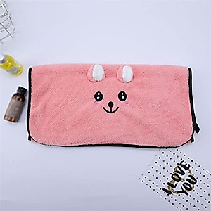 CEHSG Towel High-Density Coral Velvet Cartoon Big Ear Towel Embroidered Soft Absorbent Towel