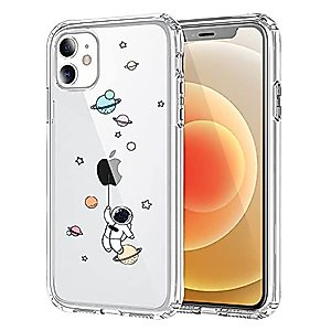 NITITOP Compatible for iPhone 12 / iPhone 12 Pro Case Clear Cute with Astronaut Outer Space Planet Star Creative Pattern,for Girls Boys Soft TPU Shockproof Slim for iPhone 12/12 Pro-Balloon