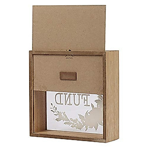 Hanna Roberts Honey Moon Fund and Card Rustic Wood Box with Mixed Floral Garland Design for Weddings, Birthdays, Graduations, Baby and Bridal Showers, 9.5" x 3" x 9.5", Honey Moon Fund