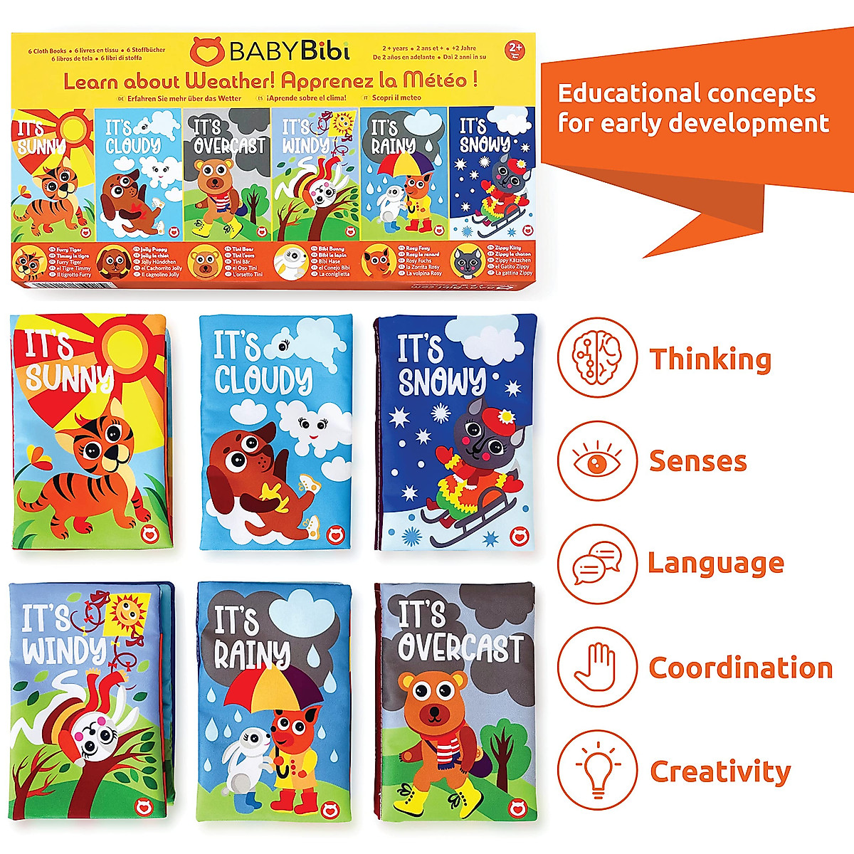 Cloth Books for Babies Weather Themed- Soft Baby Books Features Characters About Weather - Soft Baby Toys for Learning and Brain Development
