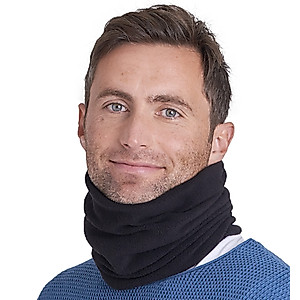 Tough Headwear Neck Warmer - Fleece Neck Gaiter, Winter Face Cover & Ski Scarf - Neck Cover for Men & Women for Cold Weather Black