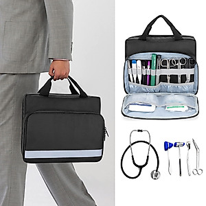 Trunab Utility Nurse Case Padded Stethoscope Case, Hold Two Stethoscopes/BP Cuffs and Nurse Accessories, Small Empty First Aid Bag for Nurses, Doctor, Black (Patent Design)