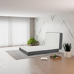 Treaton, 5-Inch Tri-Folding Gel Memory Foam Portable Floor Mattress | Breathable Mesh, Ultra Soft, Cot Pad, Removable and Washable Cover, Comfortable Support, Therapeutic Qualities, 31-Inch, White