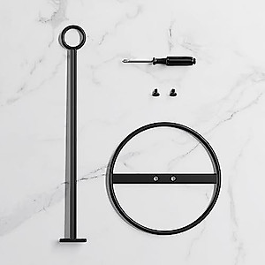 Black Paper Towel Holder Countertop, Kitchen Paper Towel Stand Holder for Kitchen Organization and Storage Standard and Large Size Rolls (Black)