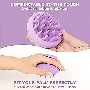 AIMIKE Scalp Massager Shampoo Brush, Soft Silicone Hair Scrubber for Washing Hair, Dandruff Removal & Scalp Scrubber Hair Growth Stimulator, Scalp Brush/Exfoliator Brush On Dry & Wet Scalp - Violet