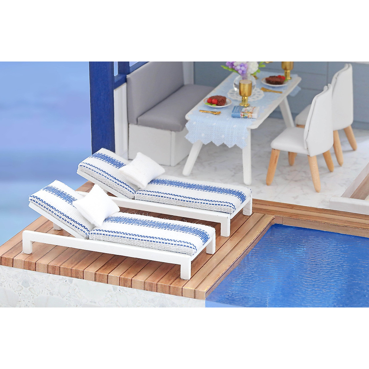 CUTEROOM Dollhouse Miniature with Furniture, 3D Wooden Miniature Doll House with Music Box & LED Lights,1:24 Scale DIY House Kit (A066)