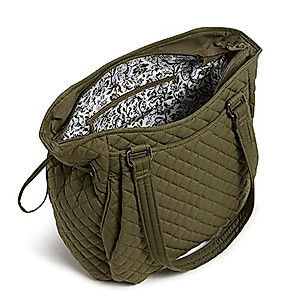 Vera Bradley Women's Cotton Glenna Satchel Purse, Climbing Ivy Green - Recycled Cotton, One Size