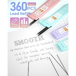 Nicpro 6PCS Pastel Mechanical Pencil Set, Cute Mechanical Pencils 0.5 & 0.7 mm with 6 Tubes HB Lead Refill, 3PCS Eraser and 9PCS Eraser Refill for Student Writing, Drawing, Sketching- with Cute Case