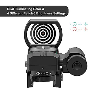 Feyachi RSL-18 Reflex Sight - 4 Reticle Red & Green Dot Sight Optics with Integrated Red La-ser Sight Less Than 5mW Output