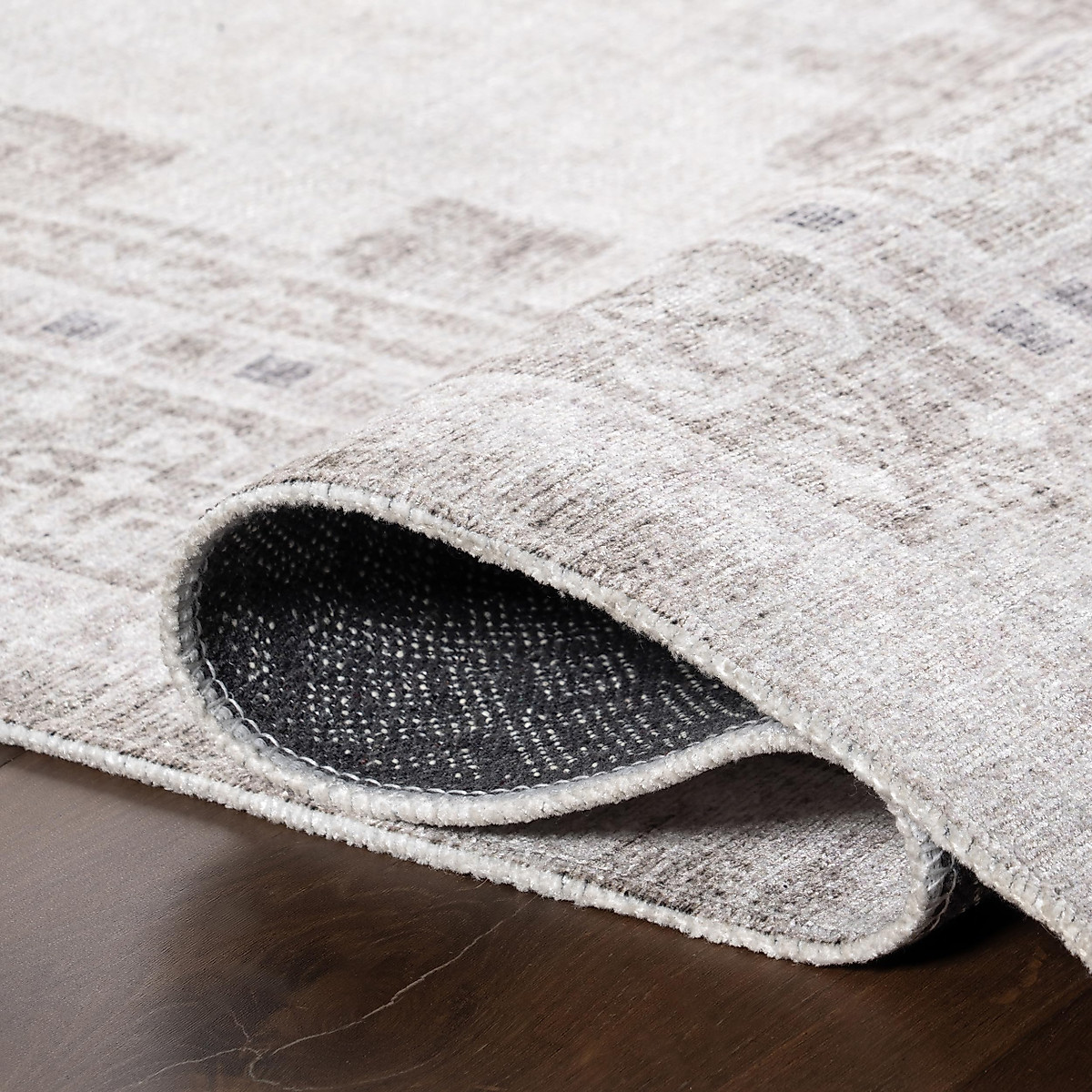 nuLOOM 8' x 10' SpinClean Machine Washable Stain-Resistant Area Rug Low Profile for Living Room, Bedroom, and Dining Room, Alexia Grey