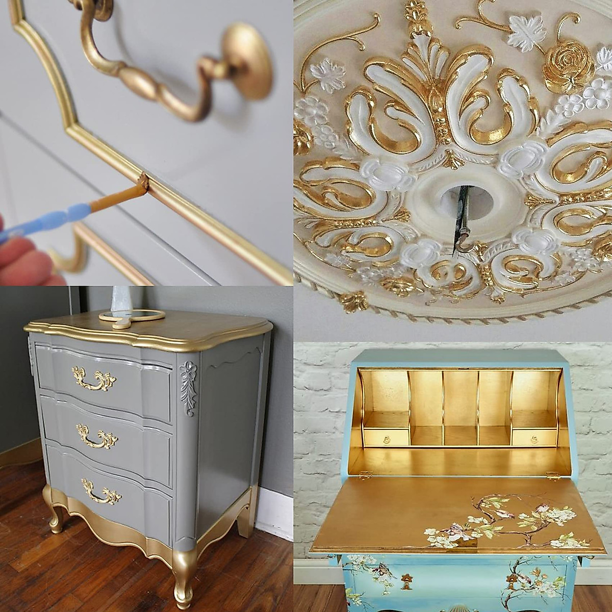 Acrylic Paint Metallic Gold, Non Toxic, Non Fading, 100ml Gold Leaf Paint for Art, Painting, Handcrafts, Ideal for Canvas Wood Clay Fabric Craft Supplies