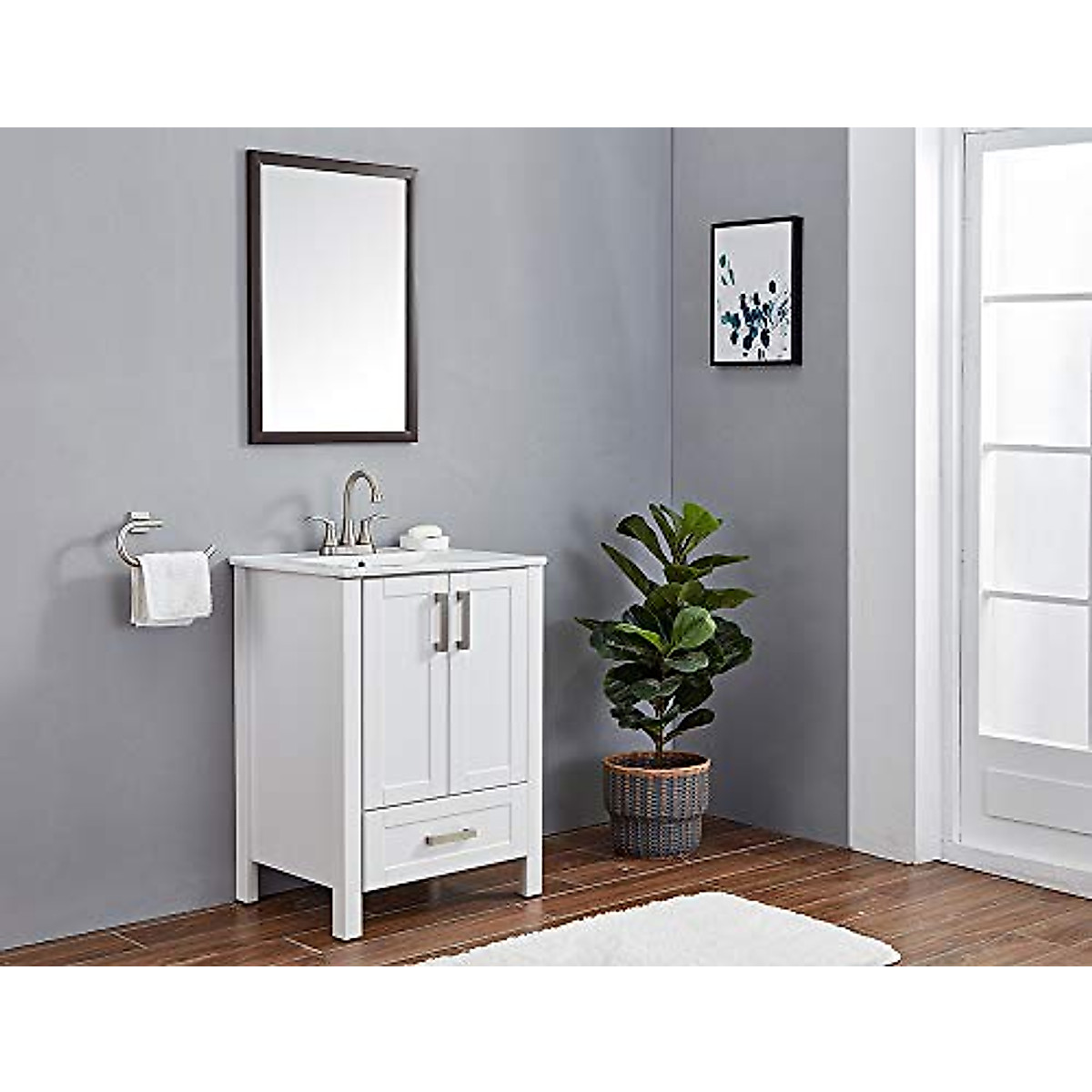 VALISY Lead-Free Commercial 2-Handle Brushed Nickel Bathroom Sink Faucet, 360° Swivel High-Arc Spout 4 Inch Centerset Lavatory Vanity Faucets Set for Bathroom Sink with Pop-up Drain & Water Hoses