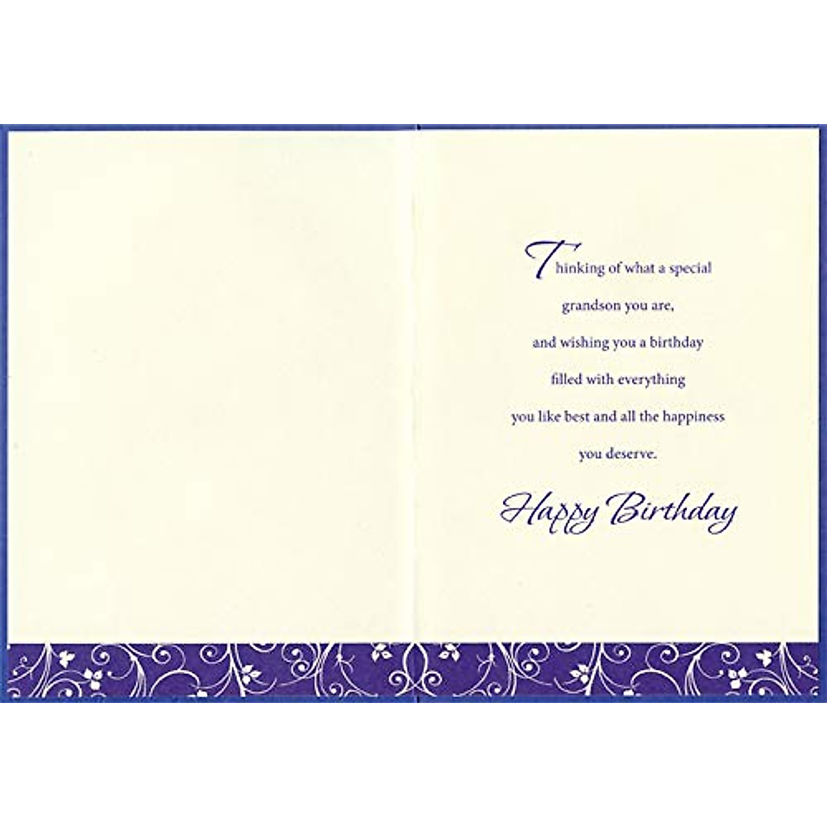 Designer Greetings Silver Foil Stars and Vines on Ivory and Blue Grandson Birthday Card