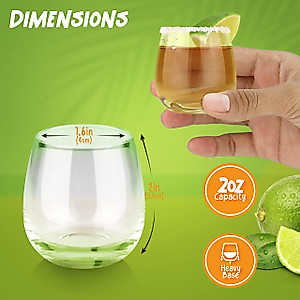 Dobaccio Cool Shot Glasses Set, Round Bottom Balancing Heavy Base Clear Glass, Tequila Vodka Scotch and Liquor Cordial Mini Cups, 2 oz, 6 pcs Gift set