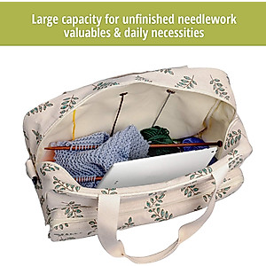 Becko US Yarn Bag Crochet Bag Knitting Bag Yarn Tote Organizer for Projects, Yarn Balls, Crochet Hooks, Knitting Needles, Stitch Holders and Other Accessories