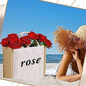 Silkfly 30PCS Burlap Tote Bag Bulk Laminated Interior Jute Tote Bag with Handle Large Reusable Grocery Bags Blank Beach Tote Teacher Bridesmaid Wedding DIY Gift Bag, 14.2 x 12.6 x 7.5 in (White, Jute)