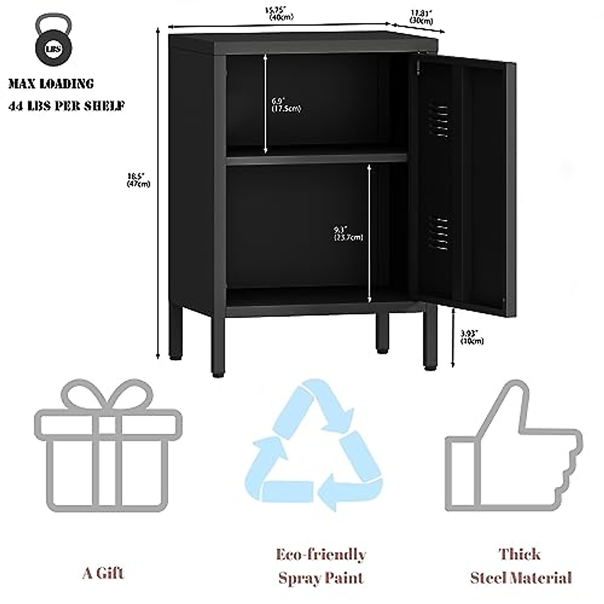 MIOCASA End Table Side Table Metal Nightstand Sofa Bedside Storage Cabinet with Storage Shelf Easy Assembly for Living Room, Bedroom