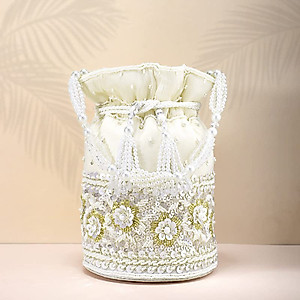 Aheli Indian Potli Bags for Women Evening Bag Clutch Ethnic Bride Purse with Drawstring (P46W)
