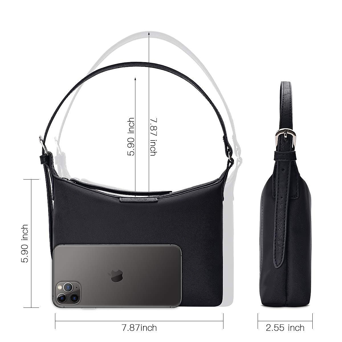 GM LIKKIE Shoulder Clutch Purse for Women, Small Top-Handle Y2K Classic Nylon Purse & Shoulder Handbag