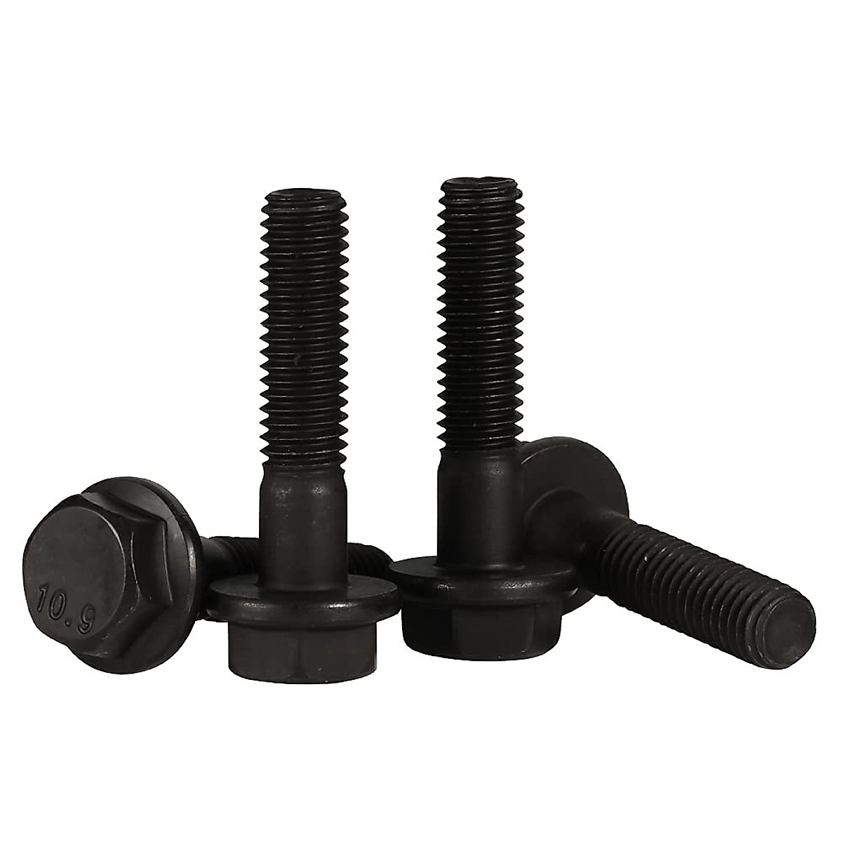 M8 x 50mm Flanged Hex Head Bolts Flange Hexagon Screws, Alloy Steel 10.9 Class, Black Oxide Finish, Partially Threaded, 10 PCS
