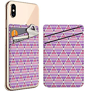 Diascia Pack of 2 - Cellphone Stick on Leather Cardholder ( Sweet Pink Purple Color Stripe Pattern Pattern ) ID Credit Card Pouch Wallet Pocket Sleeve
