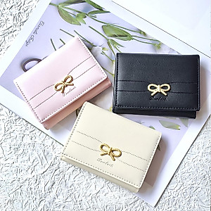 Sunwel Fashion Wallets Girls Cute Coquette Bow Small Wallet Aesthetic Card Holder ID Window Purse for Women (PURPLE)