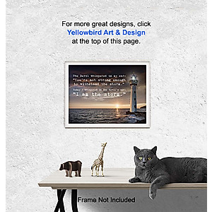 The Devil Whispered I Am The Storm - Lighthouse Wall Decor - Motivational Wall Art - Office Wall Decor - Encouragement Gifts - Encouraging Wall Decor - Entrepreneur Gifts - Inspirational Quotes