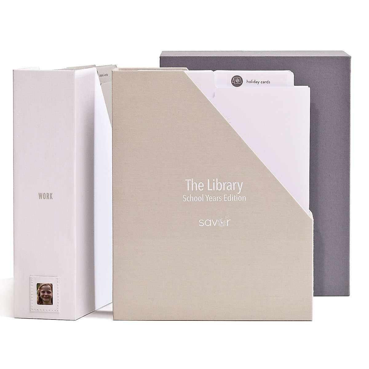 Savor | Baby + School Years Keepsake Boxes | Slate Gray - Set of 2 Custom-dyed with Cloth Covering + Acid-Free for Durability w/Full Organization System+Includes labels for customizing