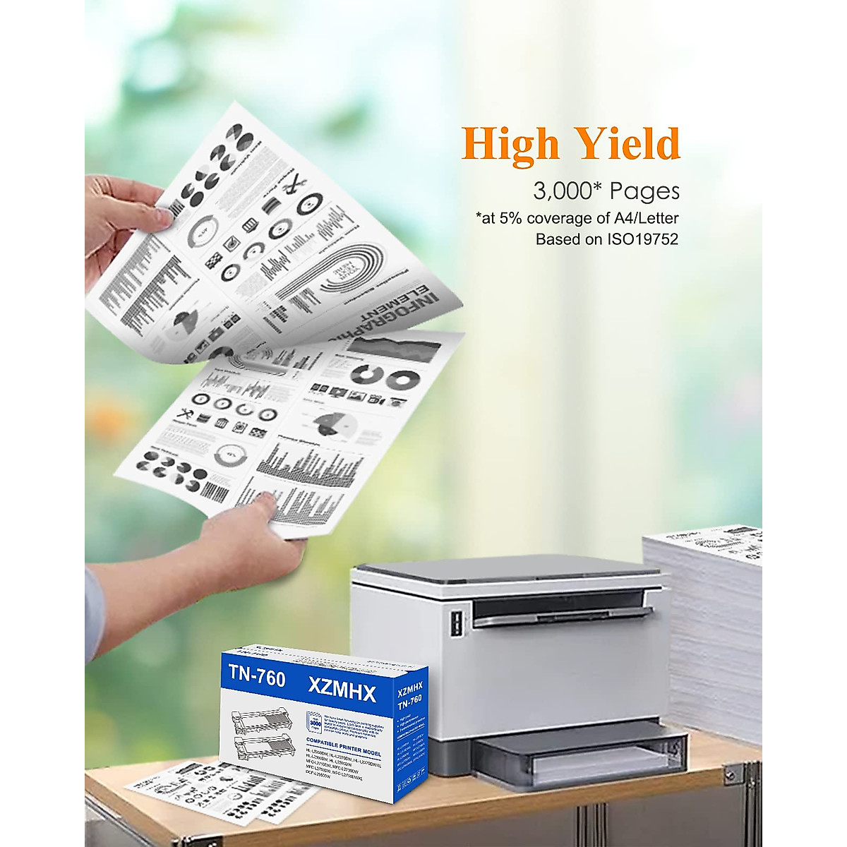 XZMHX TN760 TN730 TN-760 TN-730 Replacement Toner Cartridge Compatible for Brother DCP-L2550DW HL-L2390DW HL-L2370DWXL HL-L2370DW MFC-L2710DW MFC-L2750DWXL MFC-L2750DW MFC-L2710DW(2P with Chip)