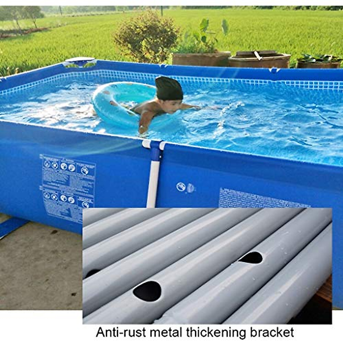 LIHONK Above Ground Swimming Pool Floats Above Ground Large with Brackets Kids and Adults Free Cover & Floor Cloth & Swimming Pool Toys Patio Lawn Garden (Size : 4.5 * 2.2 * 0.84m)