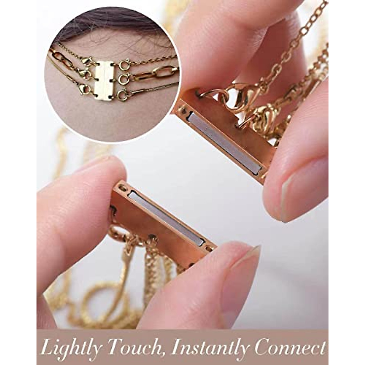 OHINGLT Layered Necklace Clasp 18K Gold and Silver Necklace Separator for Layering, Multiple Necklace Clasps and Closures for Women