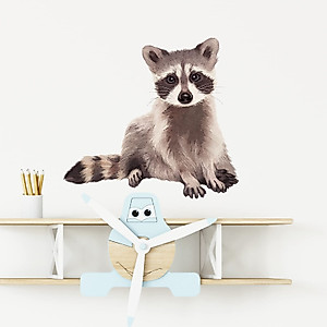 RoyoLam Lovely Raccoon Wall Decal Nursery Animal Wall Sticker Removable Peel and Stick Waterproof Wall Art Decor Stickers for Kids Baby Classroom Living Room Playing Room Bedroom