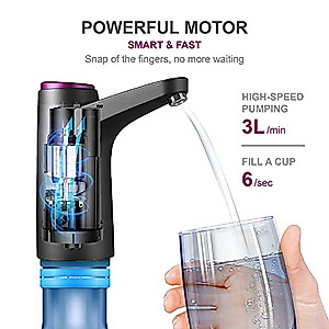 ZONE INDUSTRY CORP. 5 Gallon Water Dispenser, Automatic Drinking Water Bottle Pump - USB Charging Universal Fit - Portable Water Bottle Switch for Travel, Home, Kitchen, Office, Camping