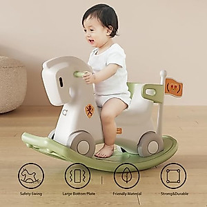 CHORBEYCH Knight Rocker Horse Balance Bike Ride Toy for Toddler 1-3 Years Kids Boys Girls Birthday Gifts Outdoor Farm Riding Animal Rocker Push(Green)