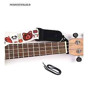 MARSSSTILALO Cute Soft Polyster Cartoon Ukulele Shoulder Strap Small Guitars Strap, Hawaiian, Tenor Ukuleles, Concert Ukuleles, White
