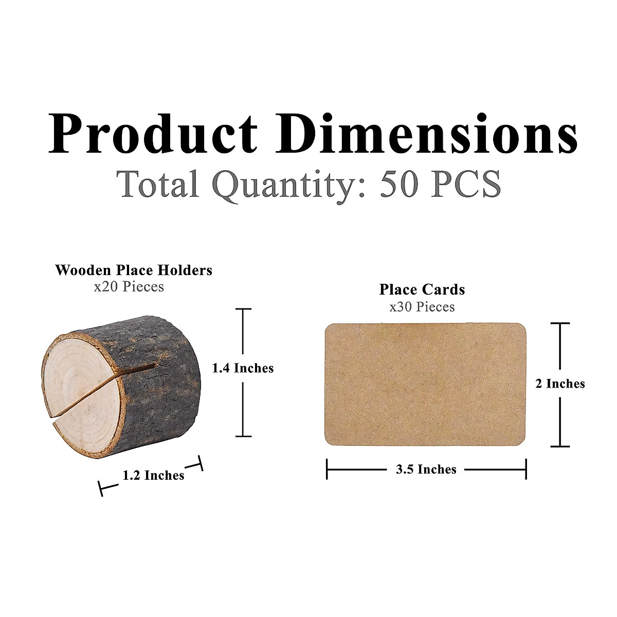 Mandala Crafts Wood Place Card Holders for Table - Wooden Card Holder for Wedding Gift Table Photos Name Tags - 20 Rustic Wood Table Number Holders 30 Cards