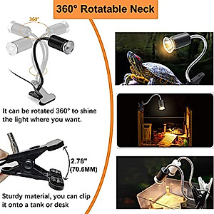 Rnyloas Reptile Heat Lamp 360° Rotatable, Reptile Basking Lamp with Dimmable Switch, 2 Pack Full Spectrum 25W & 50W UVA UVB Bulb for Aquarium, Reptiles,Lizard, Turtle, Snake