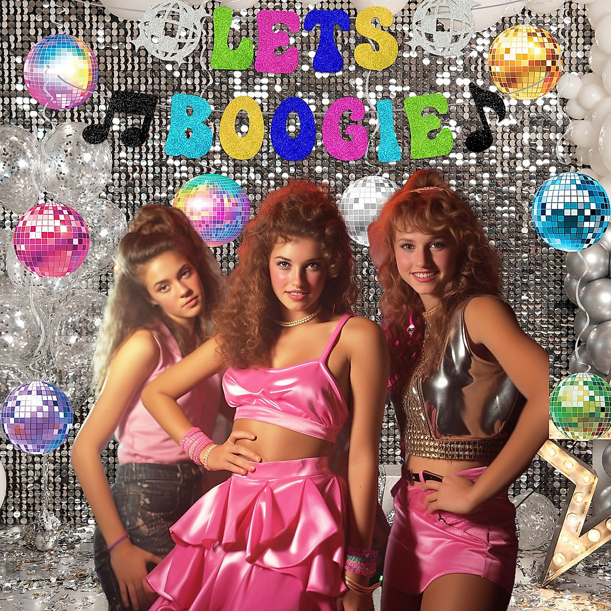 80's 90s Disco Themed Party Decorations Let's Boogie Banner Disco Ball Hanging Swirls Backdrop 70s Hanging Decor For Classroom Throwback Party Decorations Back To 60s 70s 80s 90s Dance Decade Party