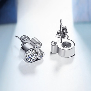 WEILYDF Women's Mickey Stud Earrings Mouse Shape Rose Gold Platinum Plated Zircon Crystal Fashion Jewelry Earring For Women Party Gifts