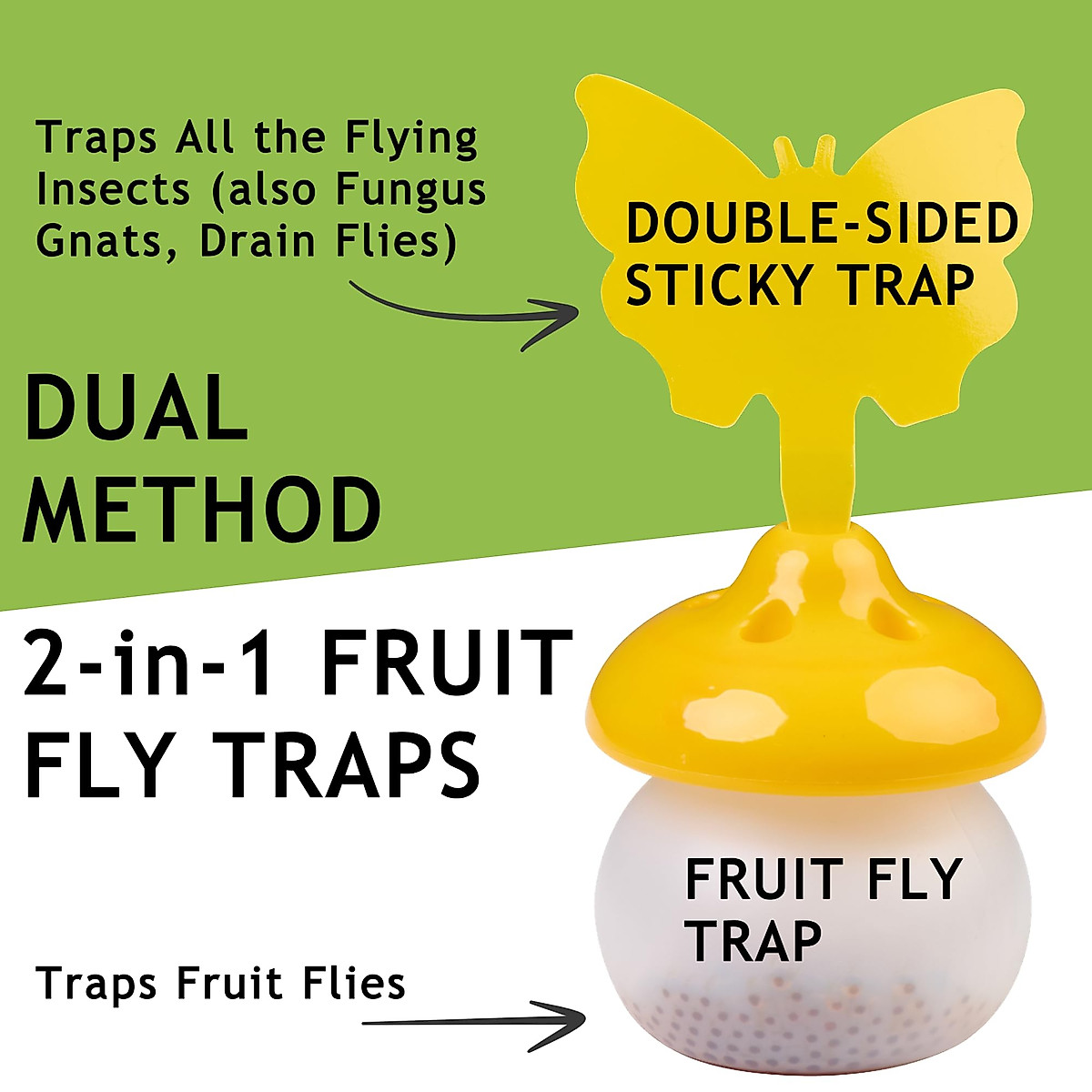 Fruit Fly Trap - Fruit Fly Trap for Indoor, Flying Insect Trap, Gnat Trap Indoor Trap, Fruit Fly Traps for Indoors, Indoor Fly Trap with Yellow Sticky Pads & Attractant for Home, Kitchen